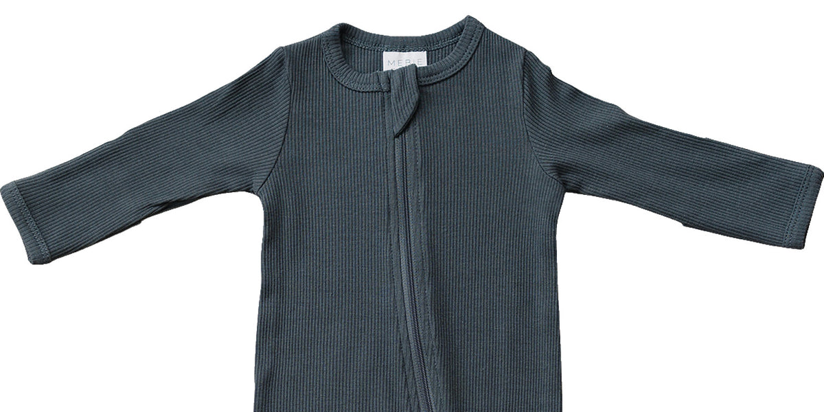 Mebie Baby Charcoal Organic Cotton Ribbed Zipper