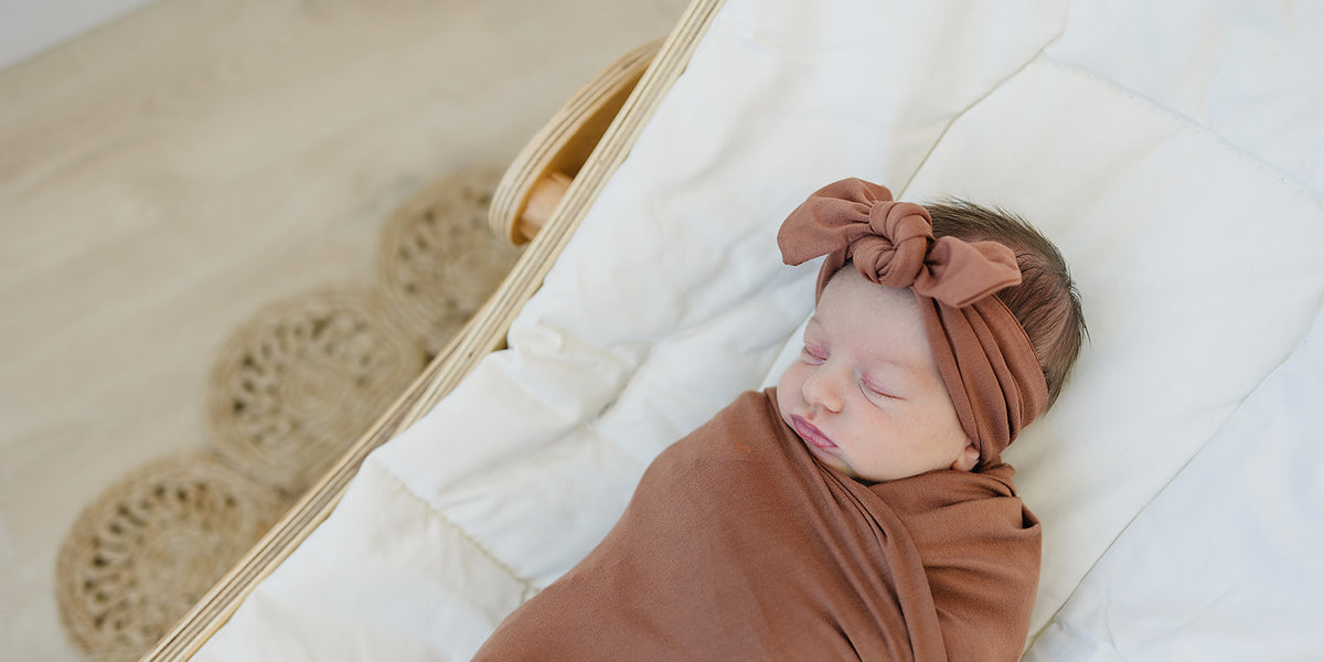 Mebie Baby Rust Bamboo Hat OR Head Wrap Set