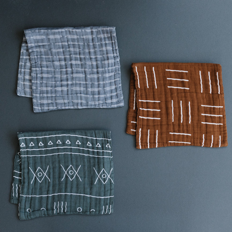 Mebie Baby Mustard Mudcloth Burp Cloth