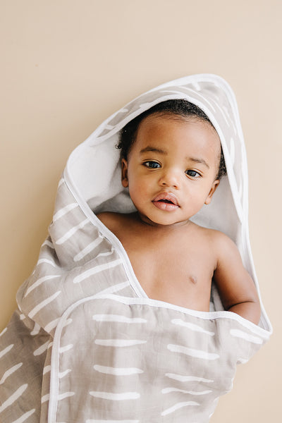 Grey Dash Muslin Hooded Towel – Mebie Baby